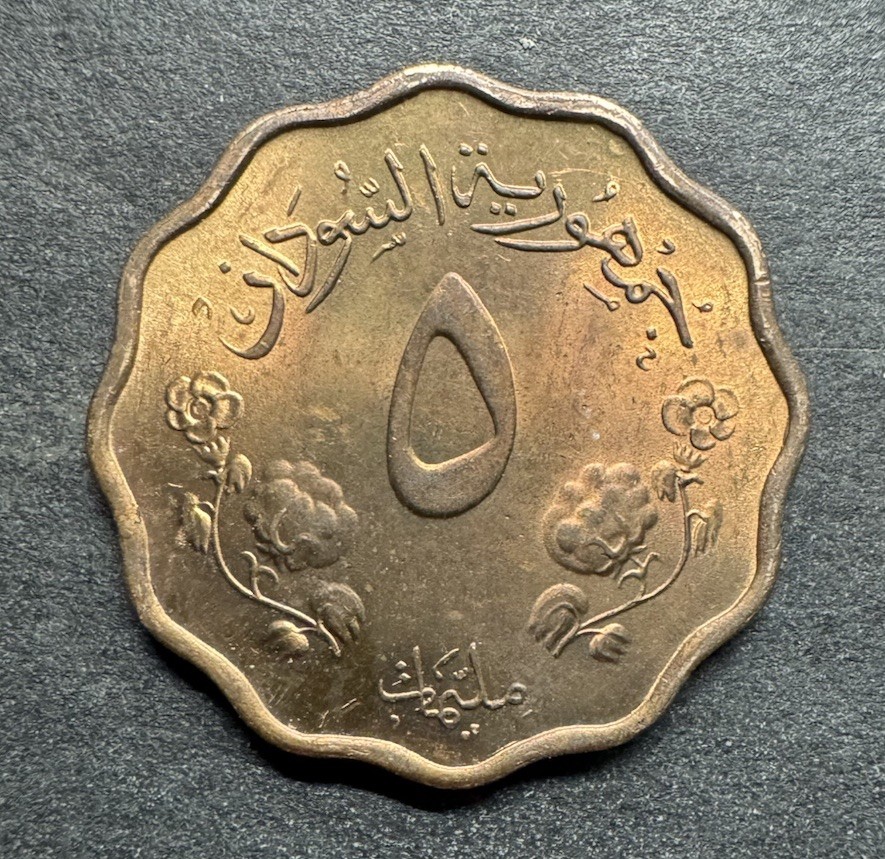 1956 Sudan 5 Milliemes Coin World Foreign Camel Animal Scalloped UNC | eBay