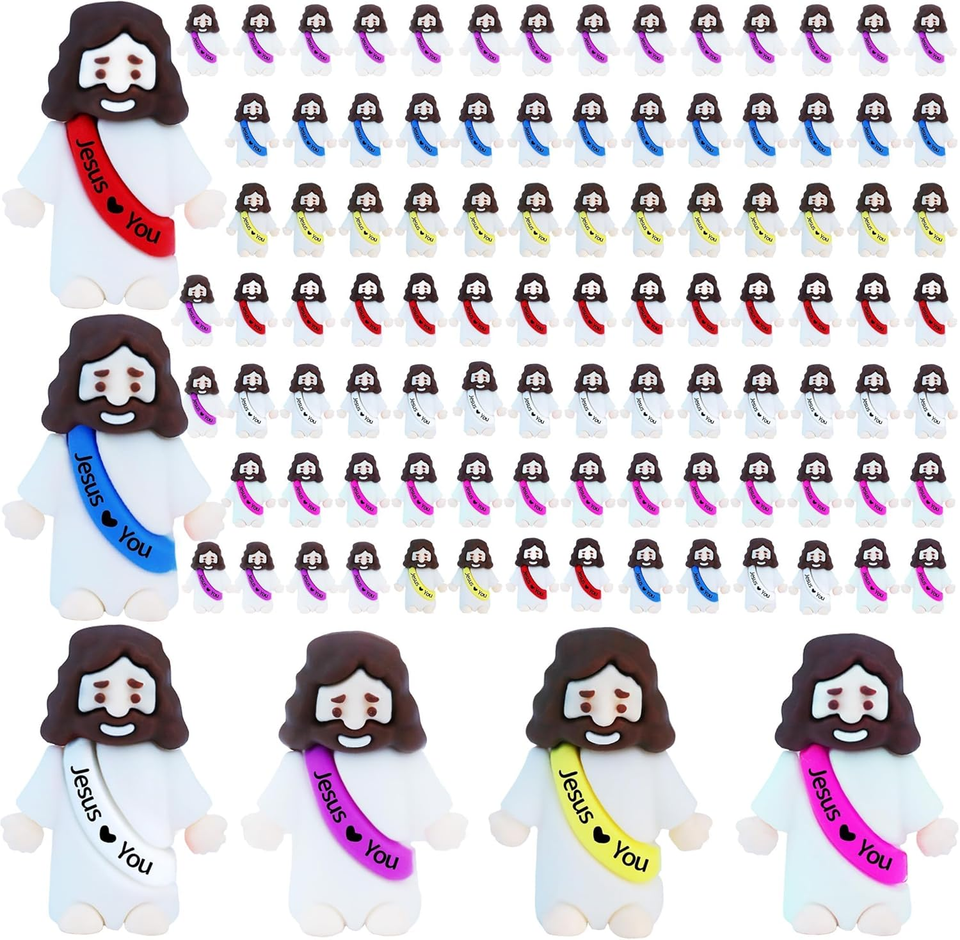 100 Pcs Little Jesus Figures – Mini Rubber Jesus Toys Jesus Love You ...