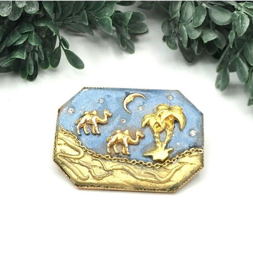 Vintage Gold Tone Camel Desert Scene Brooch Pin | eBay