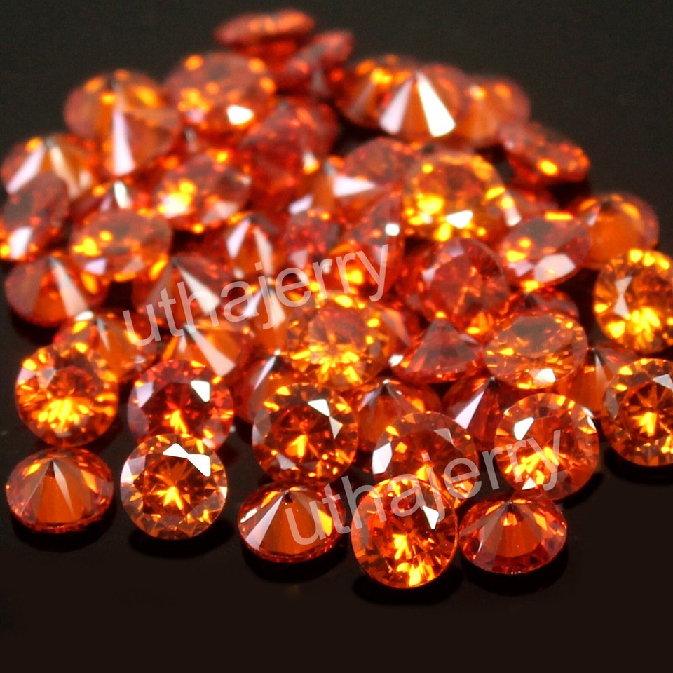 Amazing! VVS1 Fancy Orange Color Diamond 0.80 MM Round Brilliant Cut 50 ...