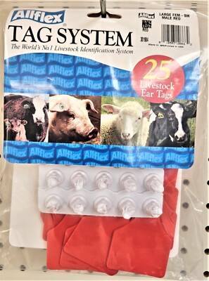 Allflex Global Large Blank Calf Ear Tags 25ct Red | eBay