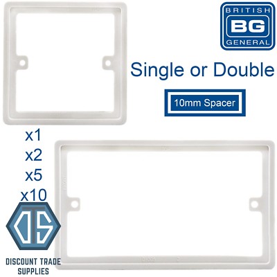 BG 10mm 1G Single 2G Double Spacer Frame Light switch Socket Back Box ...