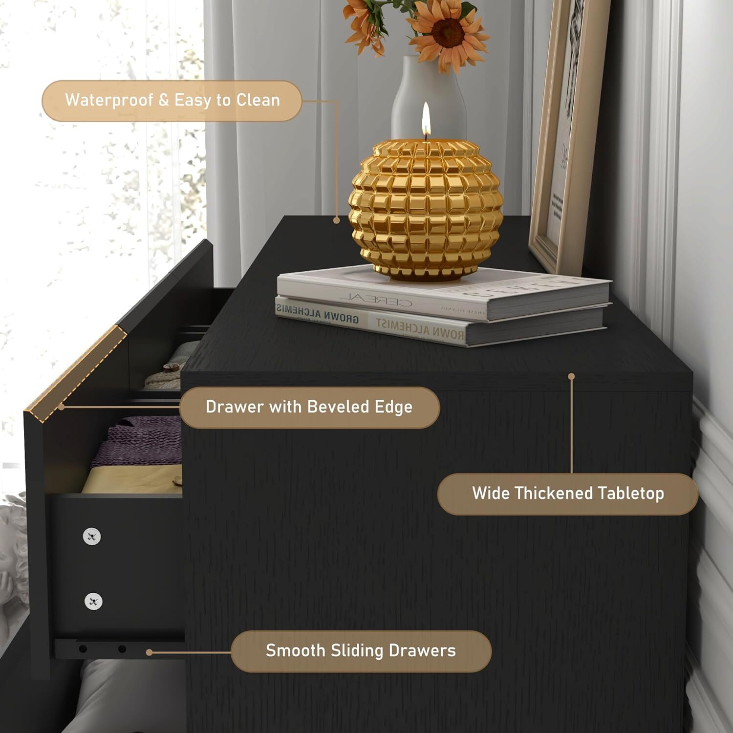 55 Inch Large Wood Chest of 7 Drawer Handle Free, Long Dresser | eBay