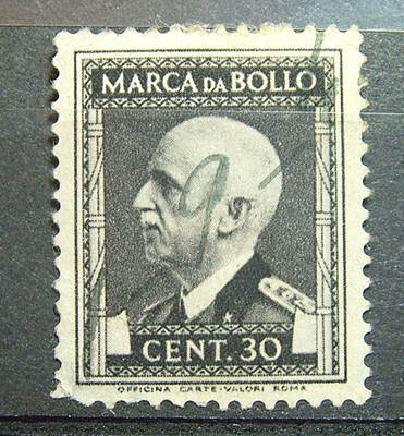 1937 ITALIA 30 centesimi Marca da Bollo annullata | eBay