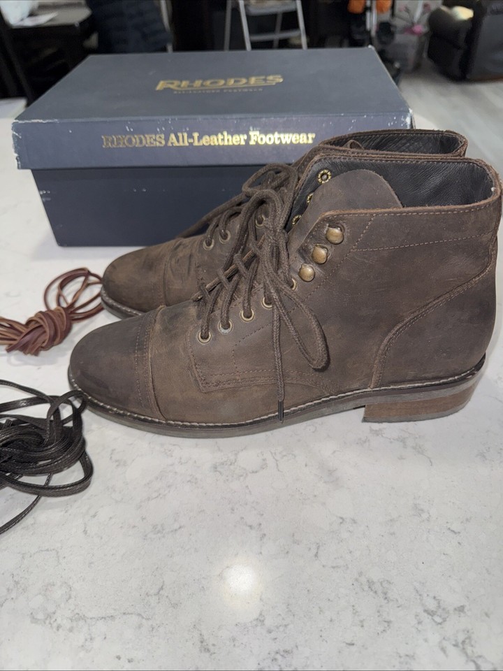 Rhodes Footwear Boots Mens 9.5 Brown Dean Boot Cap Toe Suede | eBay