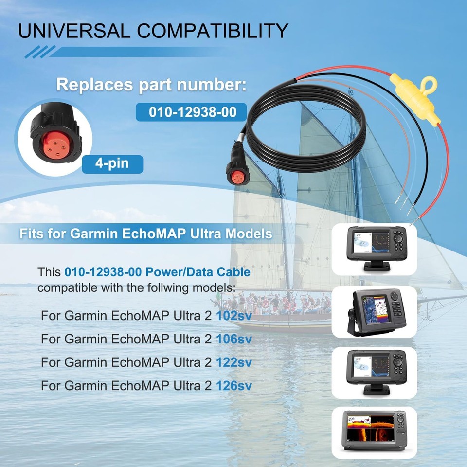 010-12938-00 Power/Data Cable Repalcement for Garmin EchoMAP Ultra ...