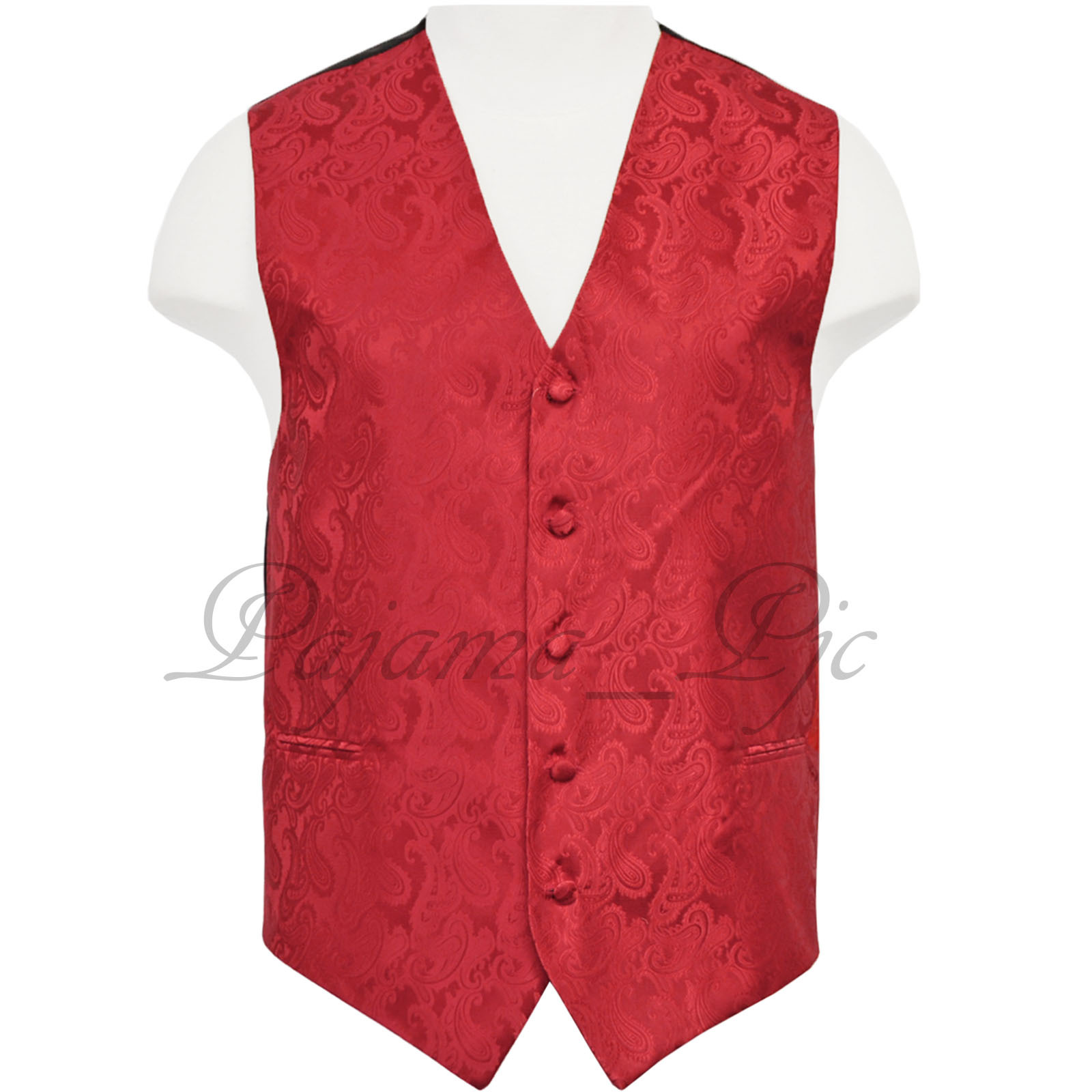 Red Paisley Tuxedo Suit Dress Vest Waistcoat Formal Prom Wedding Prom ...