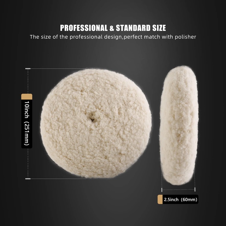 8" Wool Buffing Pad Double Side Wool Pad 5/8-11 Thread for 2-Sided ...