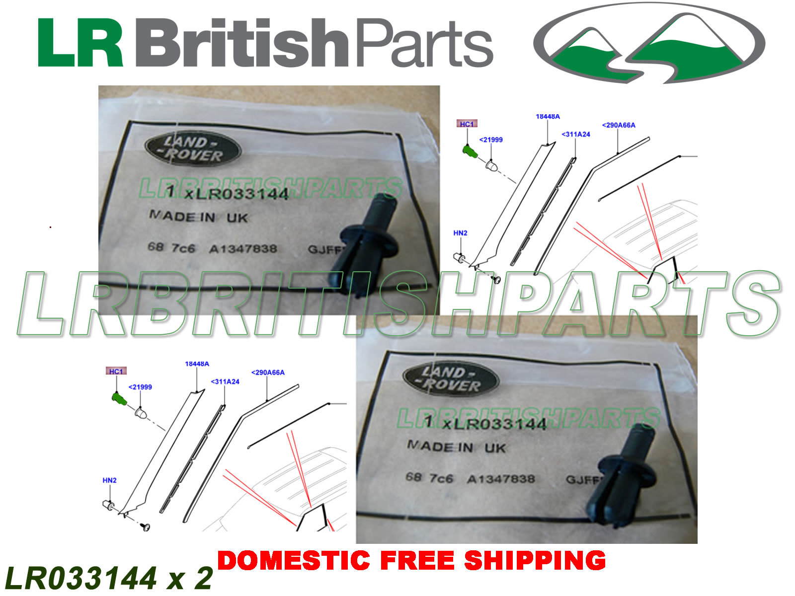 GENUINE LAND ROVER A PILLAR CLIP RANGE ROVER EVOQUE SET OF 2 LR033144 ...