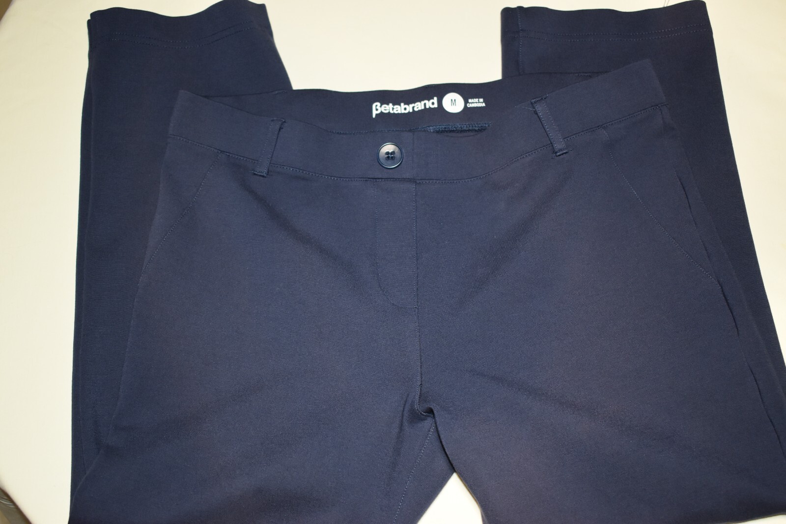Betabrand Navy capri dress pant yoga pant Sz M | eBay