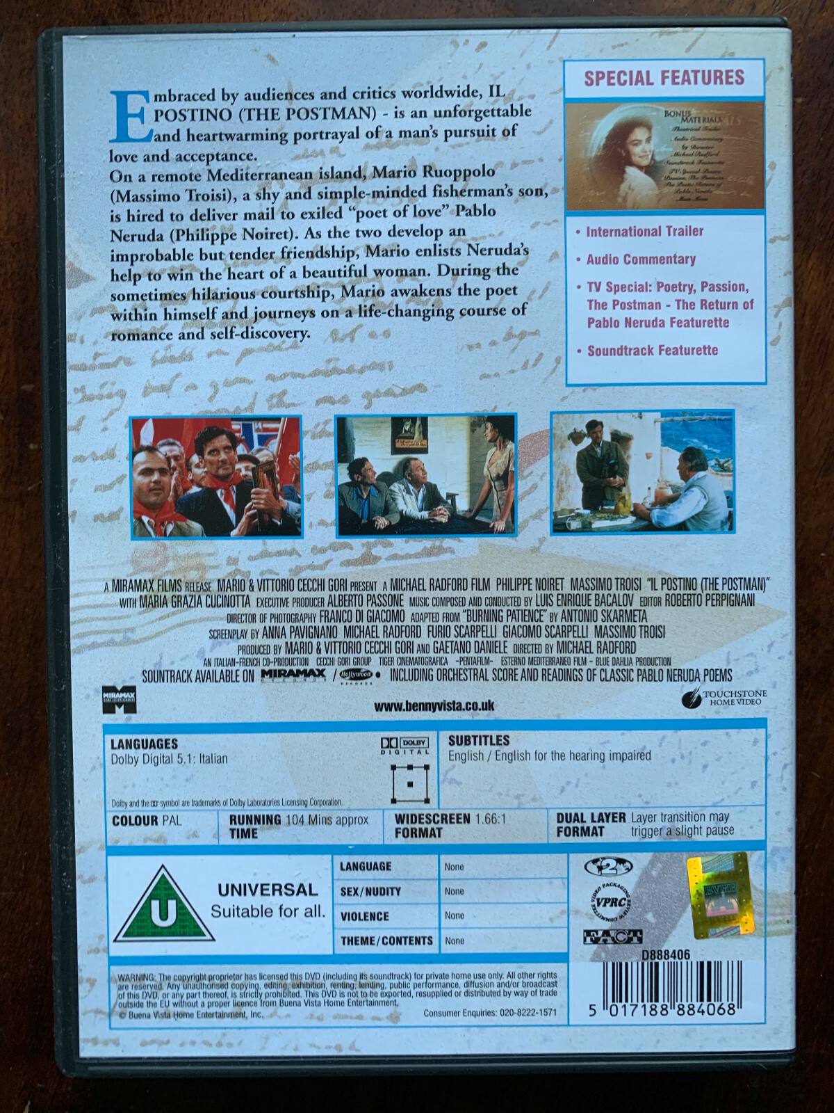 Il Postino DVD 1995 Die Postbote Italienische Film Klassisch | eBay