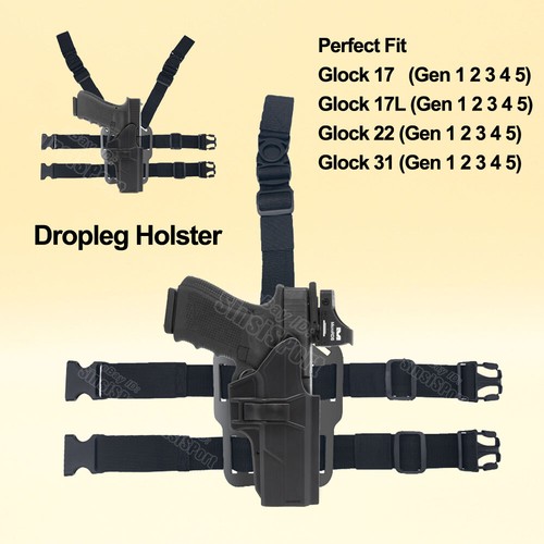 Thigh Drop leg Holster Fit Glock 17 17L 22 31 Gen4 gen5 G17 G22 G31 9mm ...