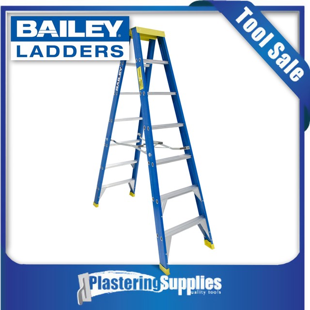 Bailey Ladders Step Ladder 2.1m 7 Step Fibreglass 150Kgs Double Sided ...