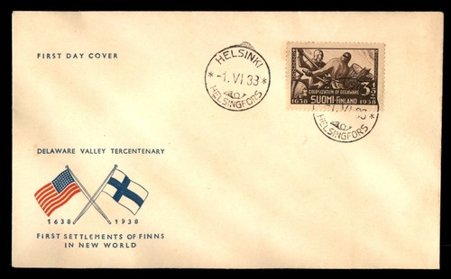 Mayfairstamps Finland FDC 1938 Men Building Delaware Flags Finns First ...