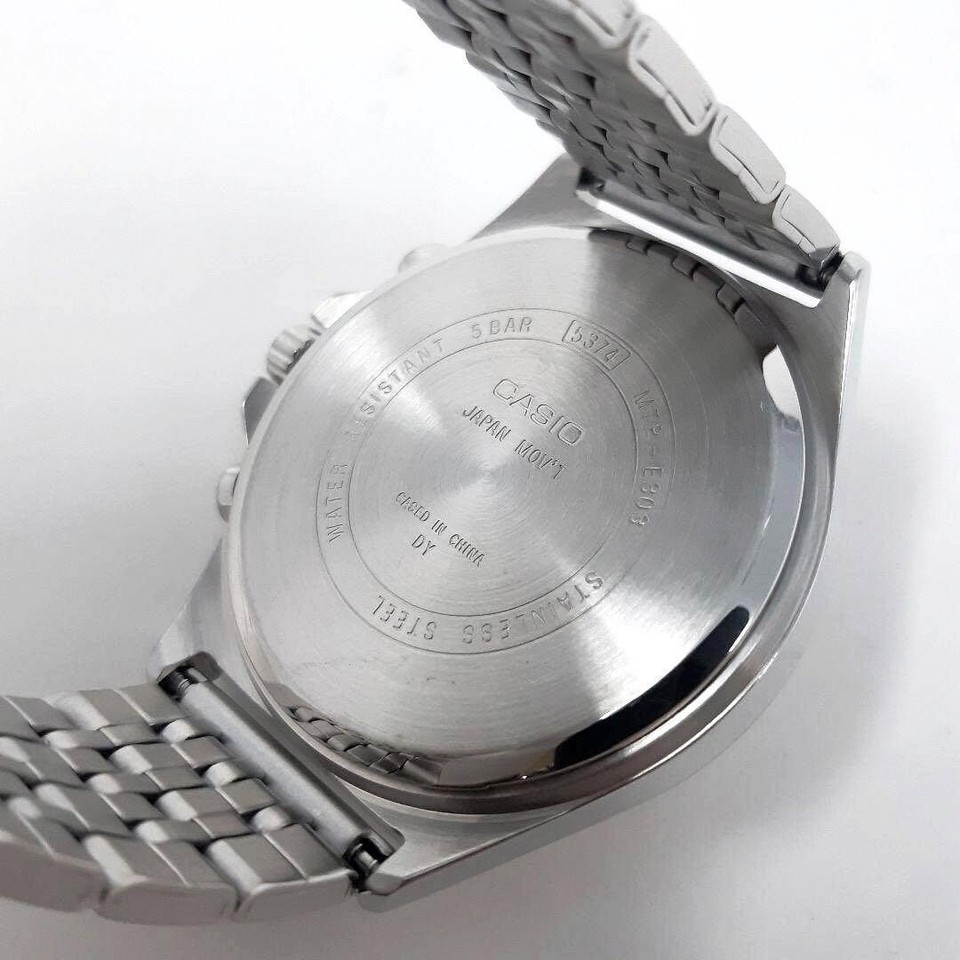 CASIO Standard MTP-E303D-7 5374 Chrono Analog Quartz Silver Watch Move ...