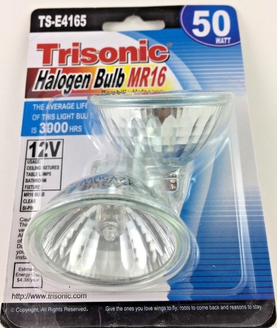 Trisonic 2 Halogen Light Bulbs 50 Watt Mr16 Bi-pin 12v Wide Beam for ...
