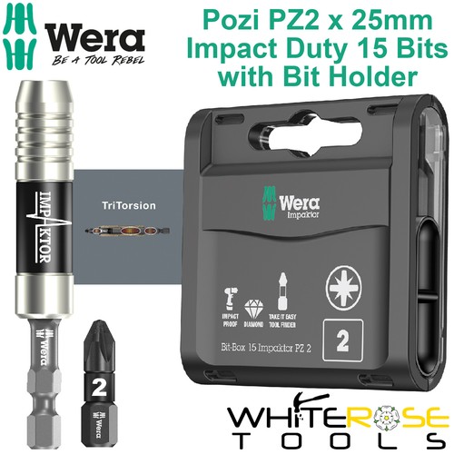 Wera Impaktor Bit Box PZ2 x 15 Bits Impact Driver Magnetic Bit Holder 1 ...