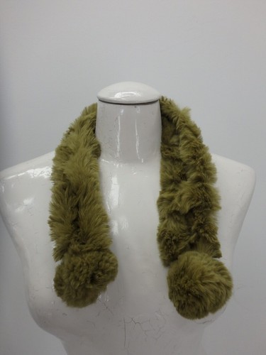 Satin Rabbit Real Fur collar / scarf Green for Winter Coat Jacket 37503 ...