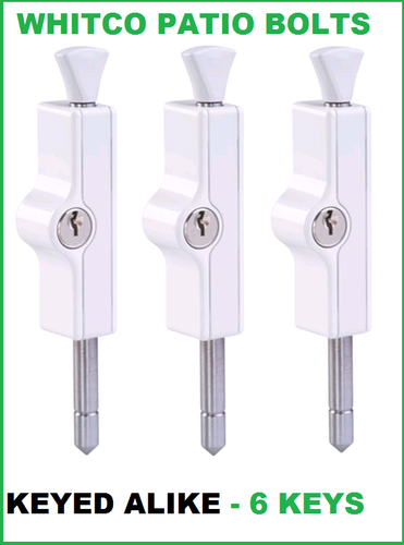 3 x WHITE WHITCO PATIO BOLT LOCKABLE 6 x KEYS SLIDING DOOR LOCK ...