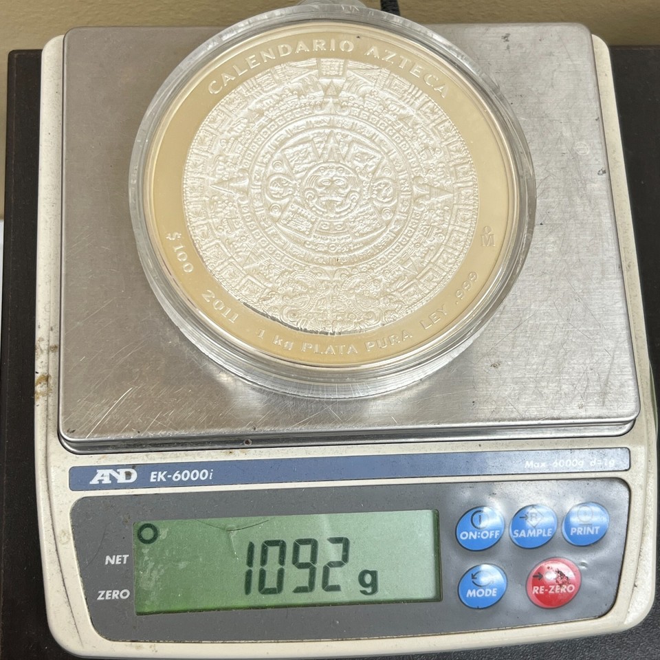 2011 Mexico Libertad Aztec Calendar 1 Kilo (32.15 oz) .999 Fine Silver ...