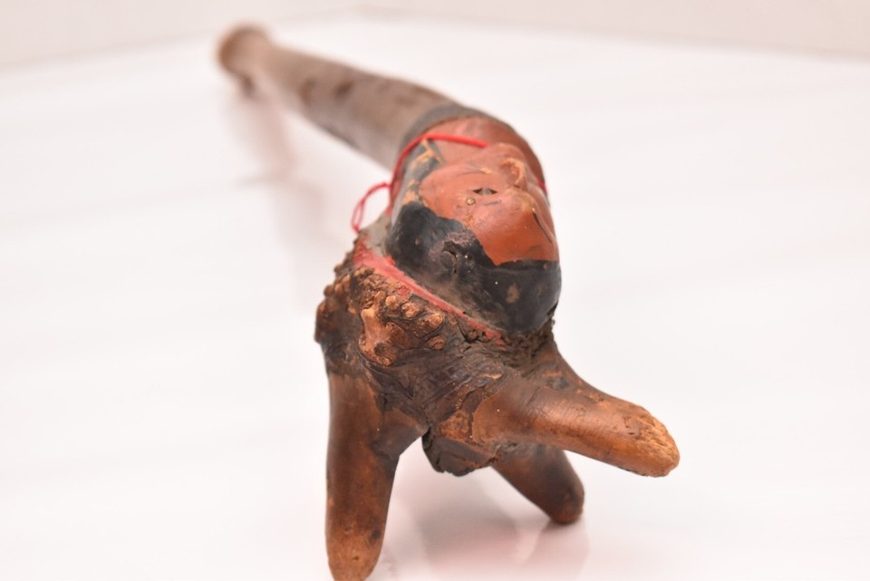 VTG Native American Figural Indian Chief Penobscot Carved Root War Club ...