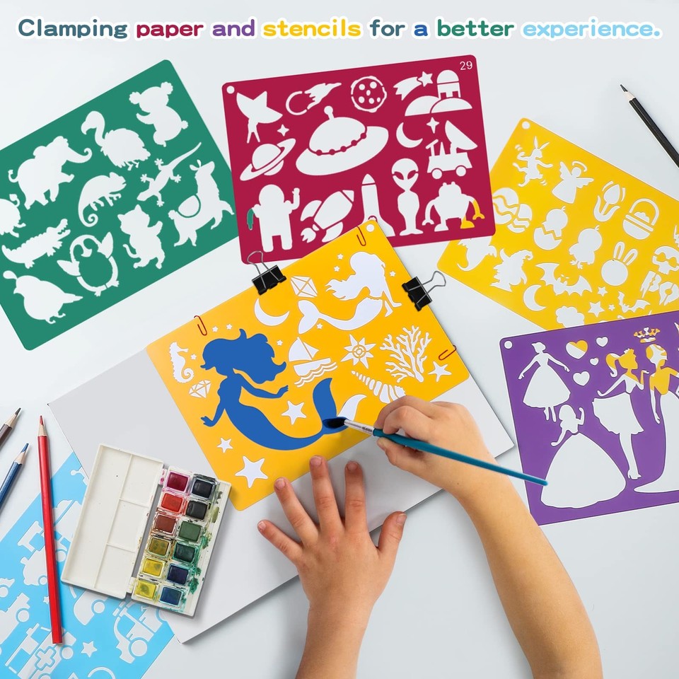 Kaemi 40pcs Plastic Drawing Stencils Set, Stencils for Kids with Over ...