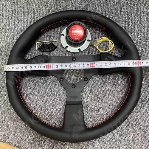 Momo V2 Steering Wheel Real Leather Car Gaming Steering 6 Hole 70mm 12 ...