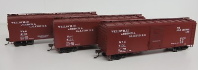 Bowser (Limited) WELLSVILLE ADDISON & GALETON Box Car KITS (6 Cars / 6 ...