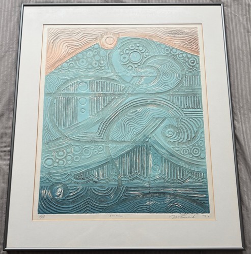 Vintage 70s M. Tomchuk Embossed Collagraph Print Modern Art Signed ...