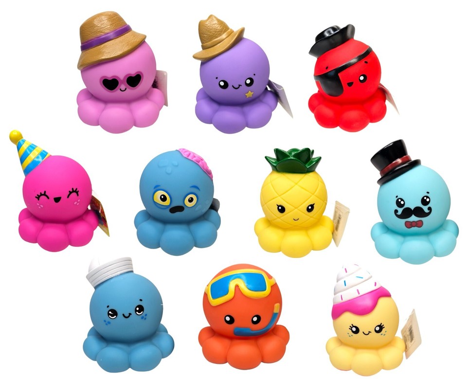 Big Rubber Octopus (5-6" Tall) Fun Bath Toy and Carnival Game Prize ...