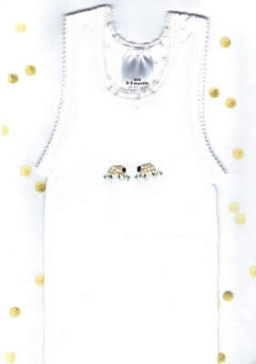 Hand Embroidered White Sheep Baby Singlet | eBay Australia