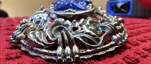 Vintage 1940’s Elegant Czech Silver Plate Pomander Pendant Brooch Pin 2 ...