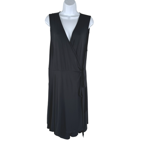 Fresh Produce Sonia Wrap Dress 2XL Black Solid Sleeveless Stretch NWT ...