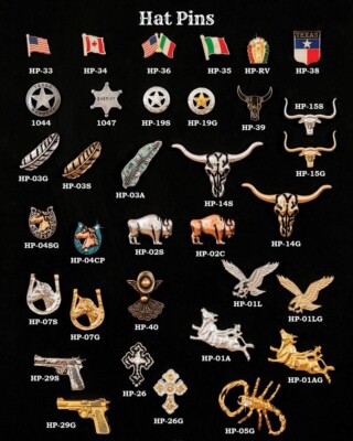 WESTERN HAT PINS COWBOY COLLECTABLE WILD WEST EAGLE LONGHORN FEATHER ...