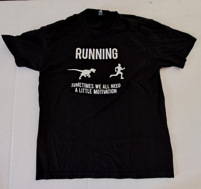 Motivational Running T-Shirt Black Mens Large | eBay