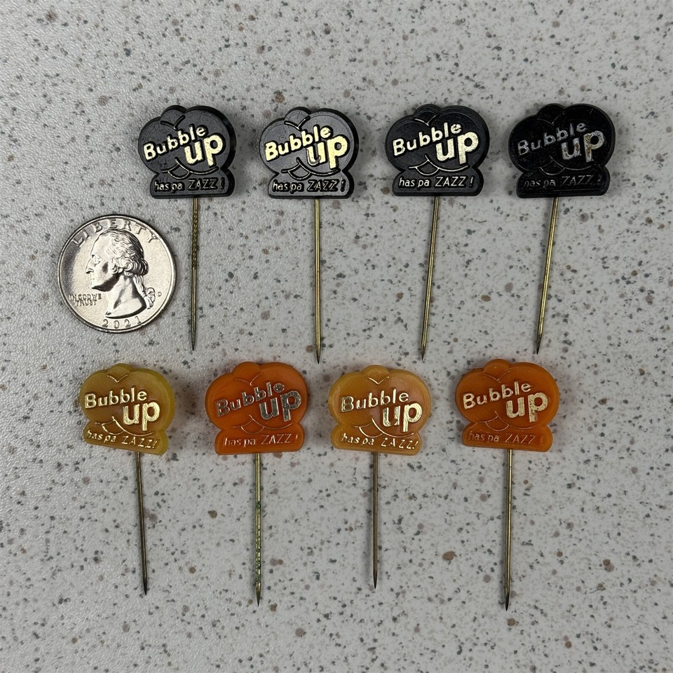 Lot of 8 Bubble Up Has Pa Zazz! Dutch VTG Stick Pin Badge Pins #49549 ...