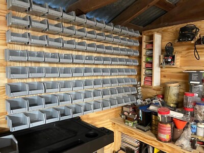 20 Bins Rail Mount Stackable Parts Storage Organizer Shop Bins Screws ...