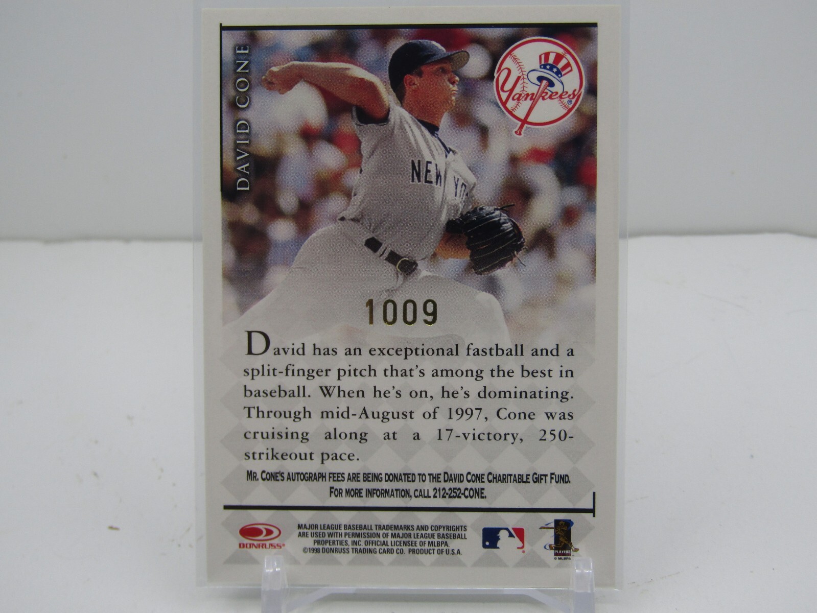 DAVID CONE 1998 DONRUSS SIGNATURE SERIES MILLENIUM MARKS AUTOGRAPH ...