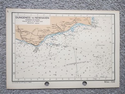 Dungeness to Newhaven - 1943 Vintage Admiralty Royal Navy Map | eBay UK