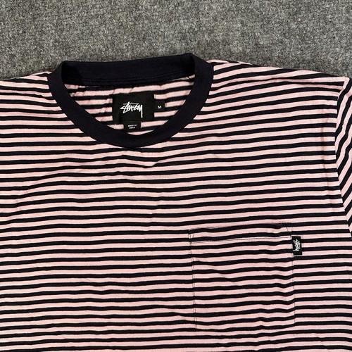 Stussy Striped Ringer T-Shirt Medium Men’s Navy Pink Streetwear Skate ...