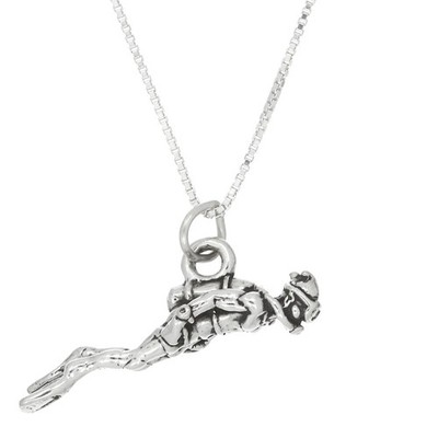 Sterling Silver 3D Scuba Diver Charm with Necklace (Options) | eBay