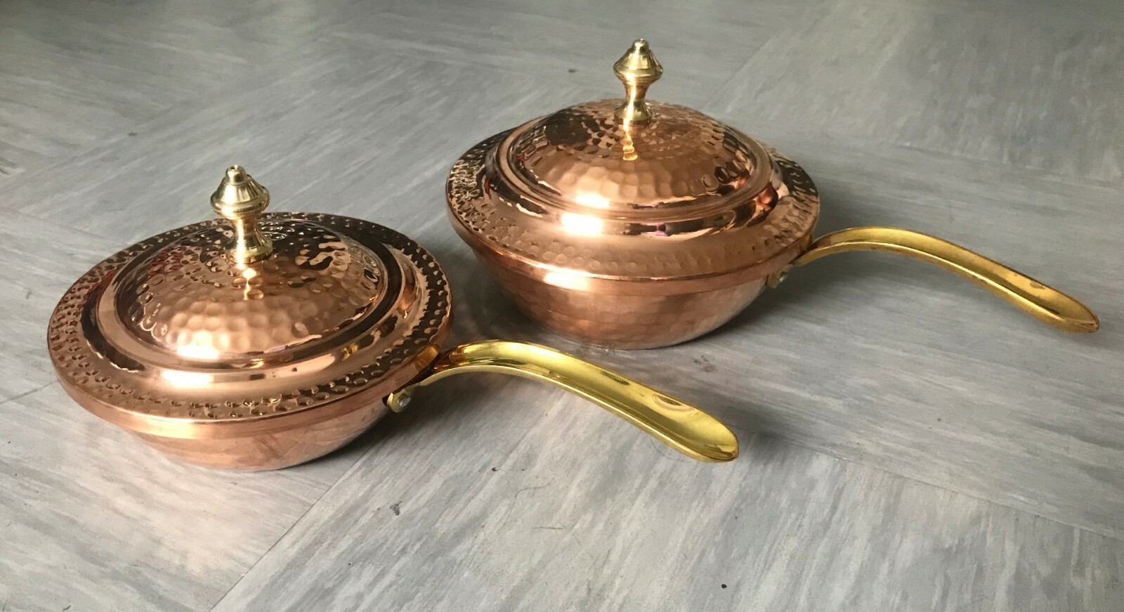 Copper Handi Pan with Lid & Handle Balti Restaurant Main Side Rice Dish ...