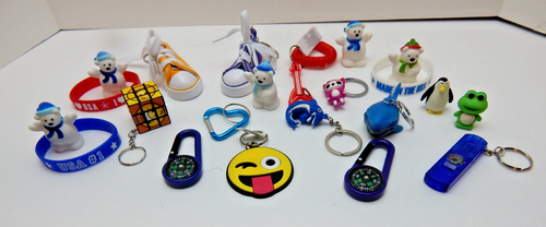 20 Assorted Keychains Emoji's Coils w/Guitars Finger Bears Sneakers ...