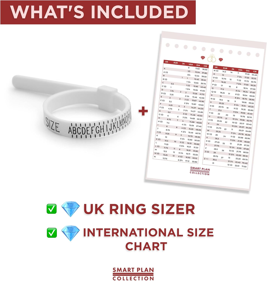 SMART PLAN Ring Sizer UK & US a to Z Ring Measurement Tool ...