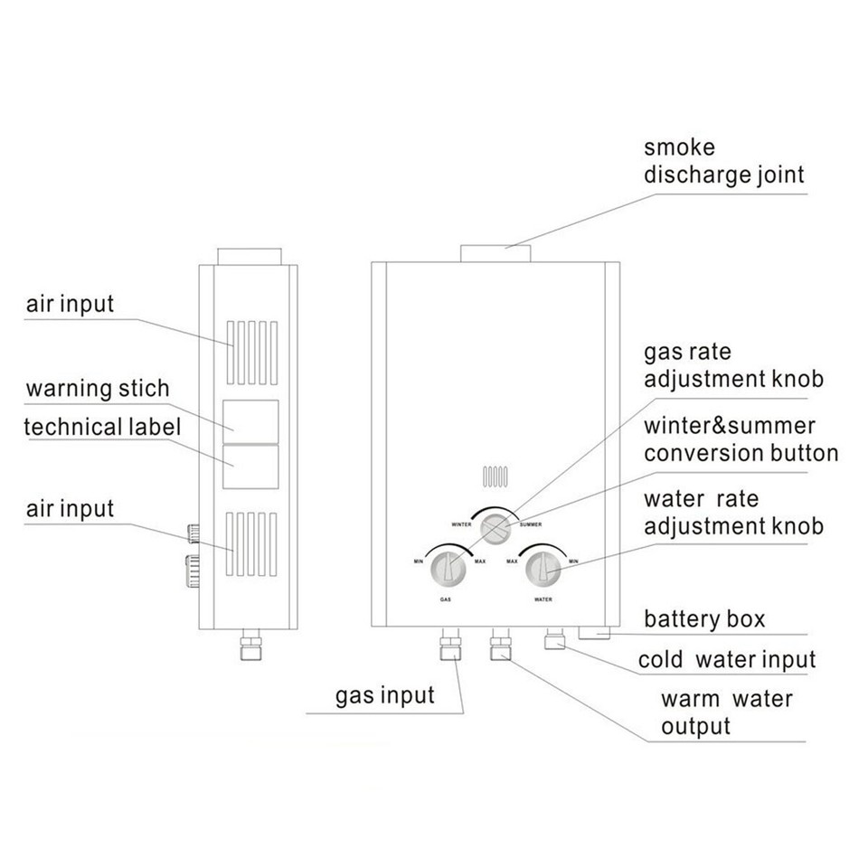 8L 10L 12L 18L Propane Gas Tankless Water Heater 6L Portable LPG Water ...