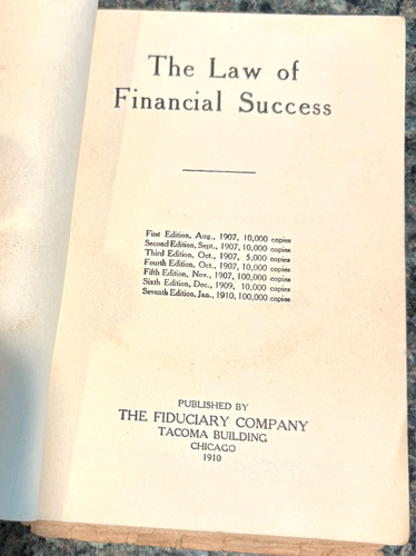 Antique Book / Pamphlet The law of financial success 1910 by Edward E ...