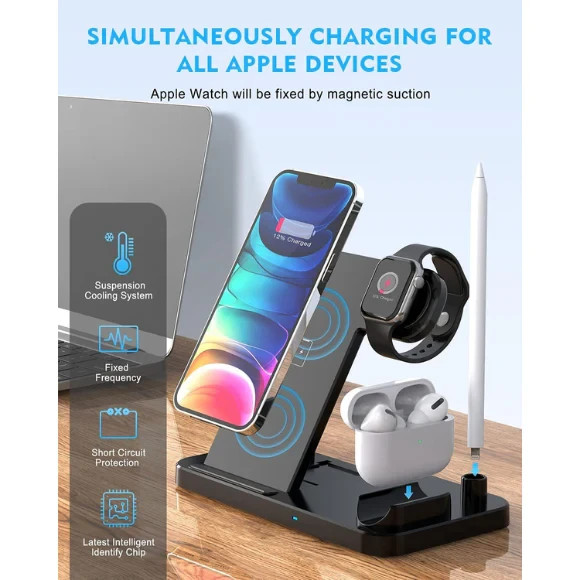Wireless Charging Station - 4 in 1 Wireless Charger Charging Stand | eBay