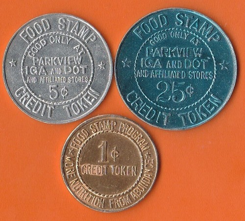 FOOD STAMP COUPON TOKEN 3 PARKVIEW IGA STORES STORE CREDIT TOKENS 25c 5 ...