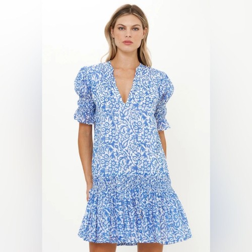 Oliphant Smocked Drop Women's Mini Dress Cypress Blue (Size S) | eBay