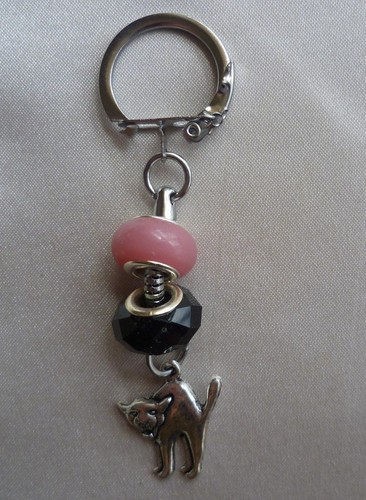 NRL Penrith Panthers Key Ring Chain Faceted and opal glass beads ...